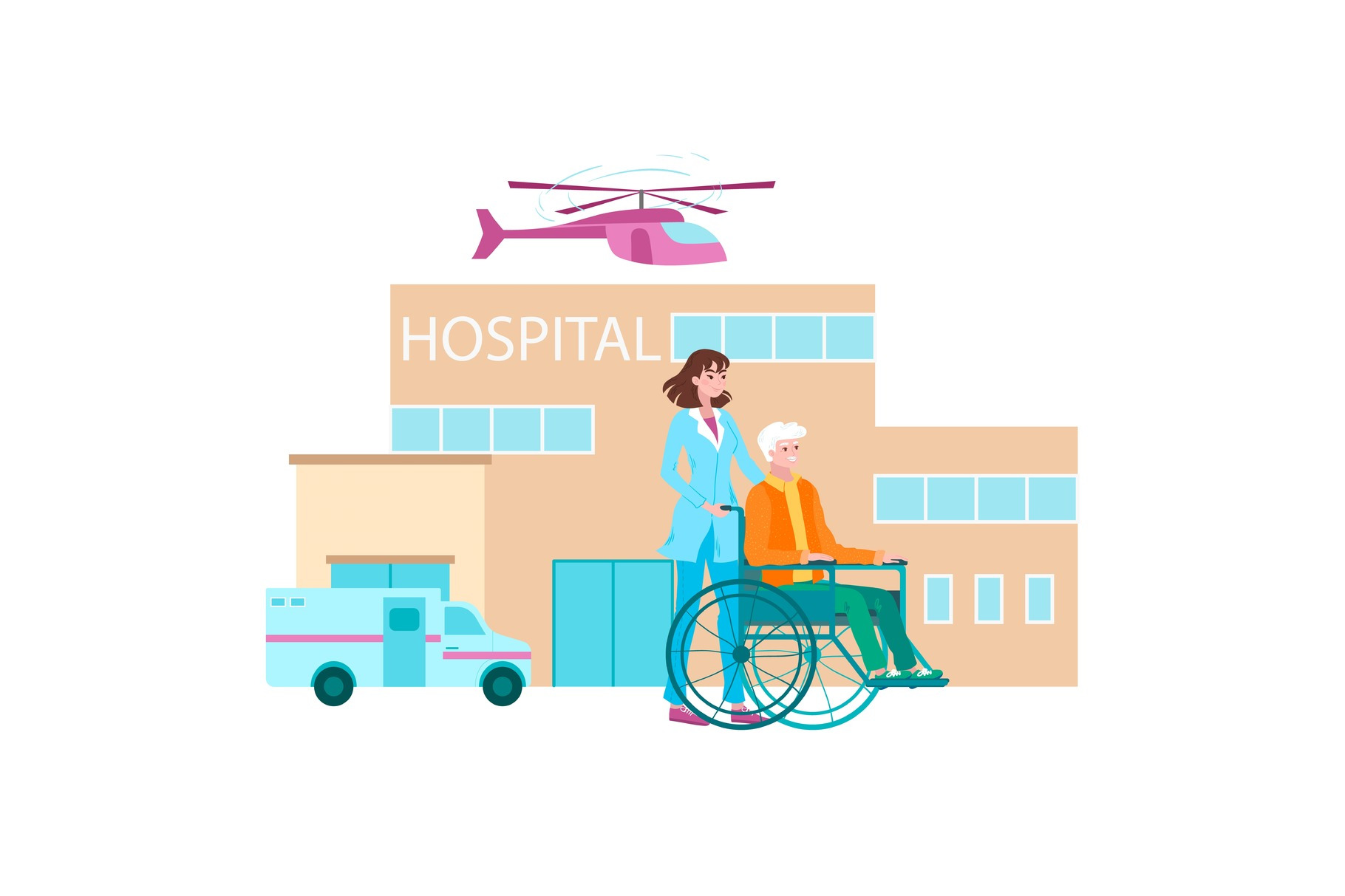 Hospital lettering, caring doctor | Graphic Objects ~ Creative Market