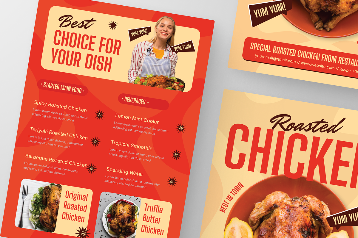 Roasted Chicken Menu, a Flyer Template by Annora Studio
