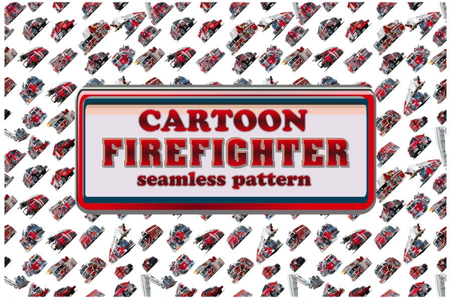 Cartoon Fire Truck seamless pattern, a Pattern Graphic by Mechanik