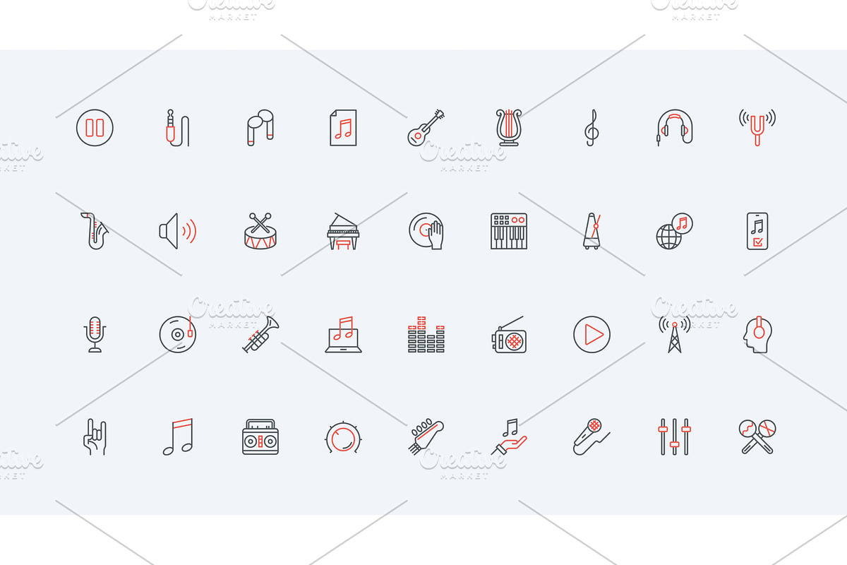 Audio music voice record play icons, an Object Illustration by Lemberg ...