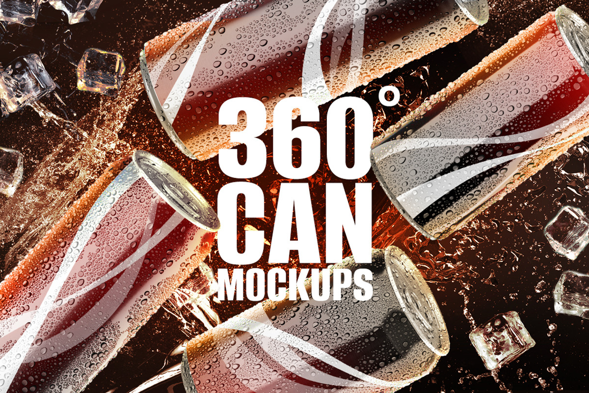 360 Can Mockups with Water Drops, a Cups & Container Mockup by rebrandy