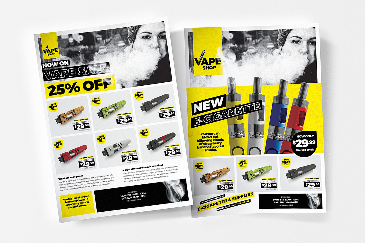 Vape Shop Templates Pack, a Flyer Template by BrandPacks