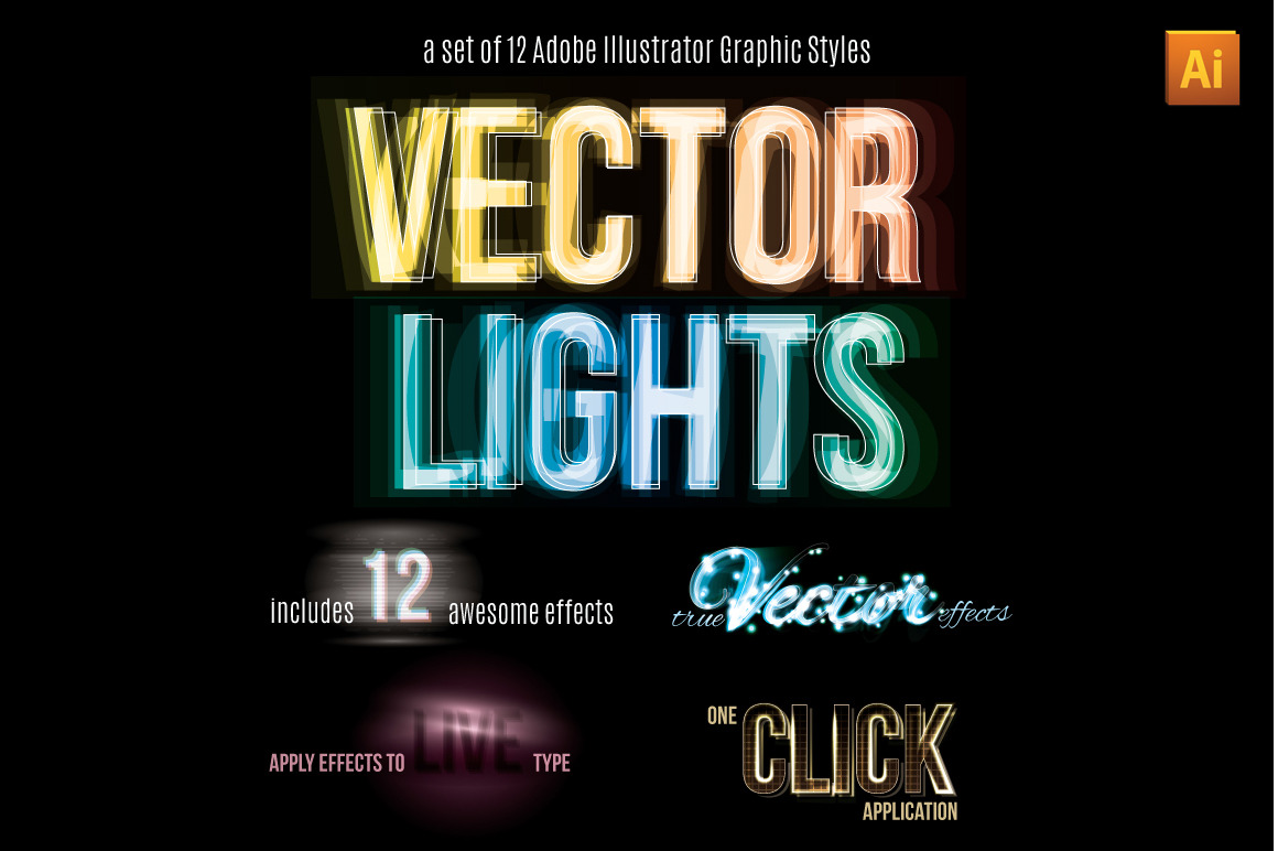 Vector Light Effect Graphic Styles, a Layer Style Add-On by Transfuchsian