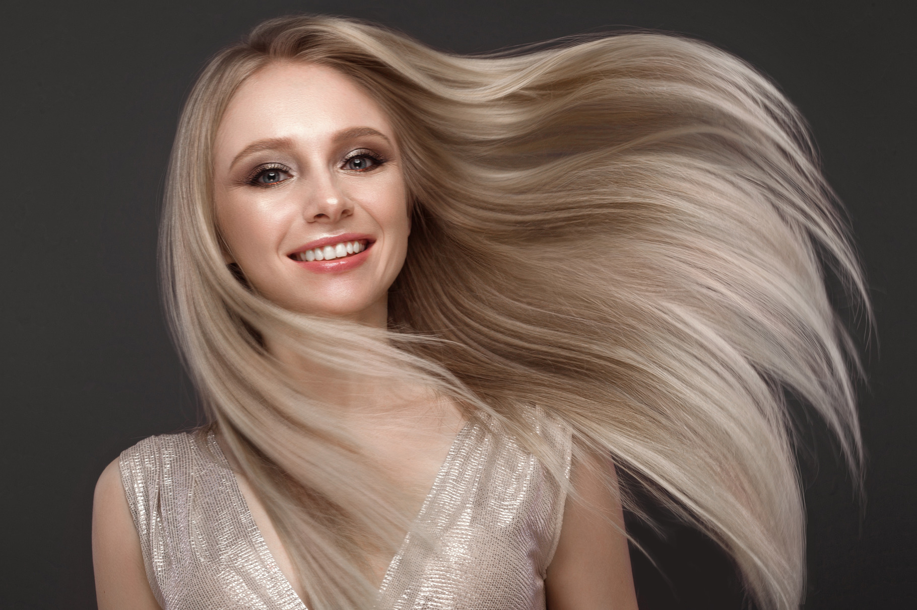 Girl with a perfectly smooth hair featuring hair, extension, and ...