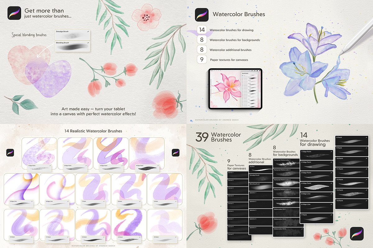 Artistry Procreate Brushes Bundle, a Brush Add-On by Andrew Skoch Design
