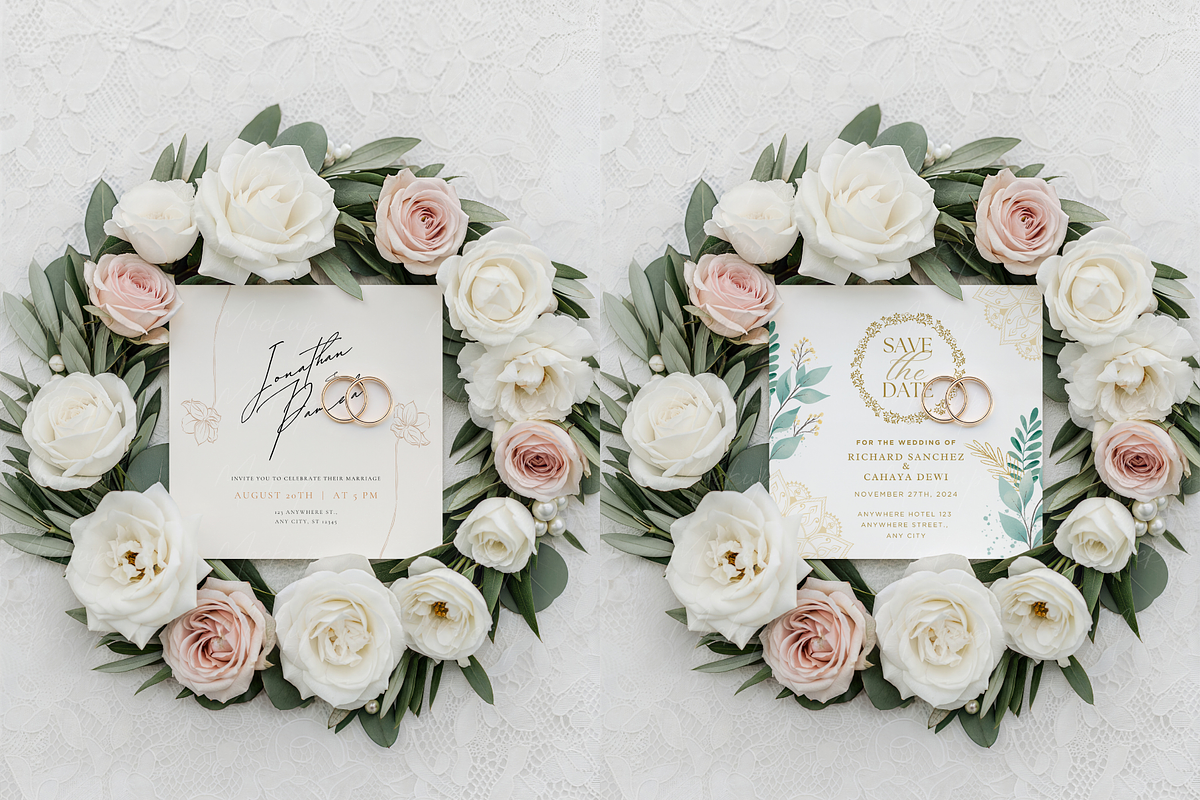Square Card Mockup Lace Wedding, a Product Mockup by TatiMockup