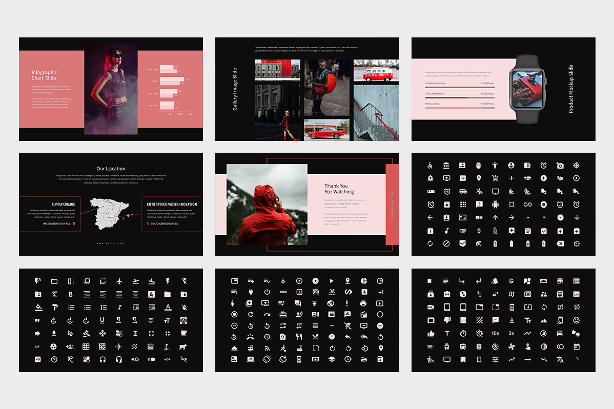 Revia : Red Color Tone Powerpoint, a Presentation Template by Punkl Camp