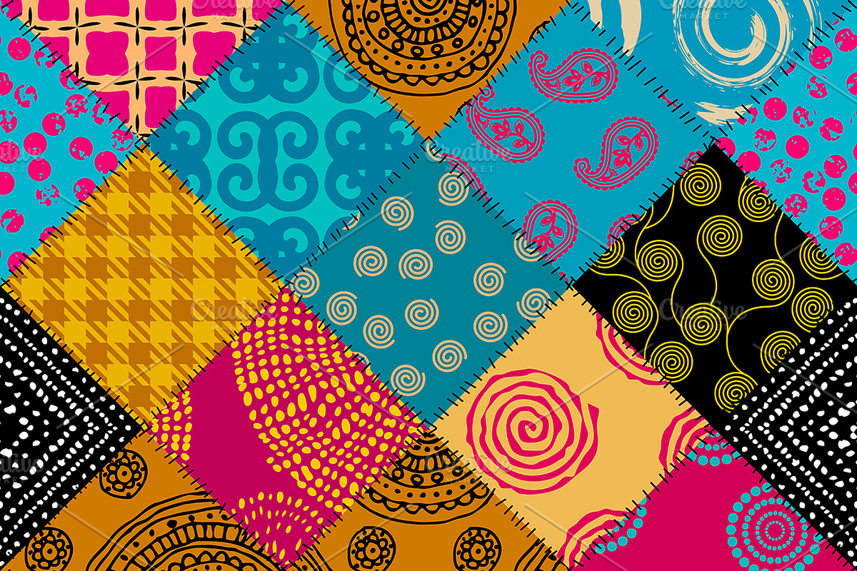 Textile patchwork patterns collection