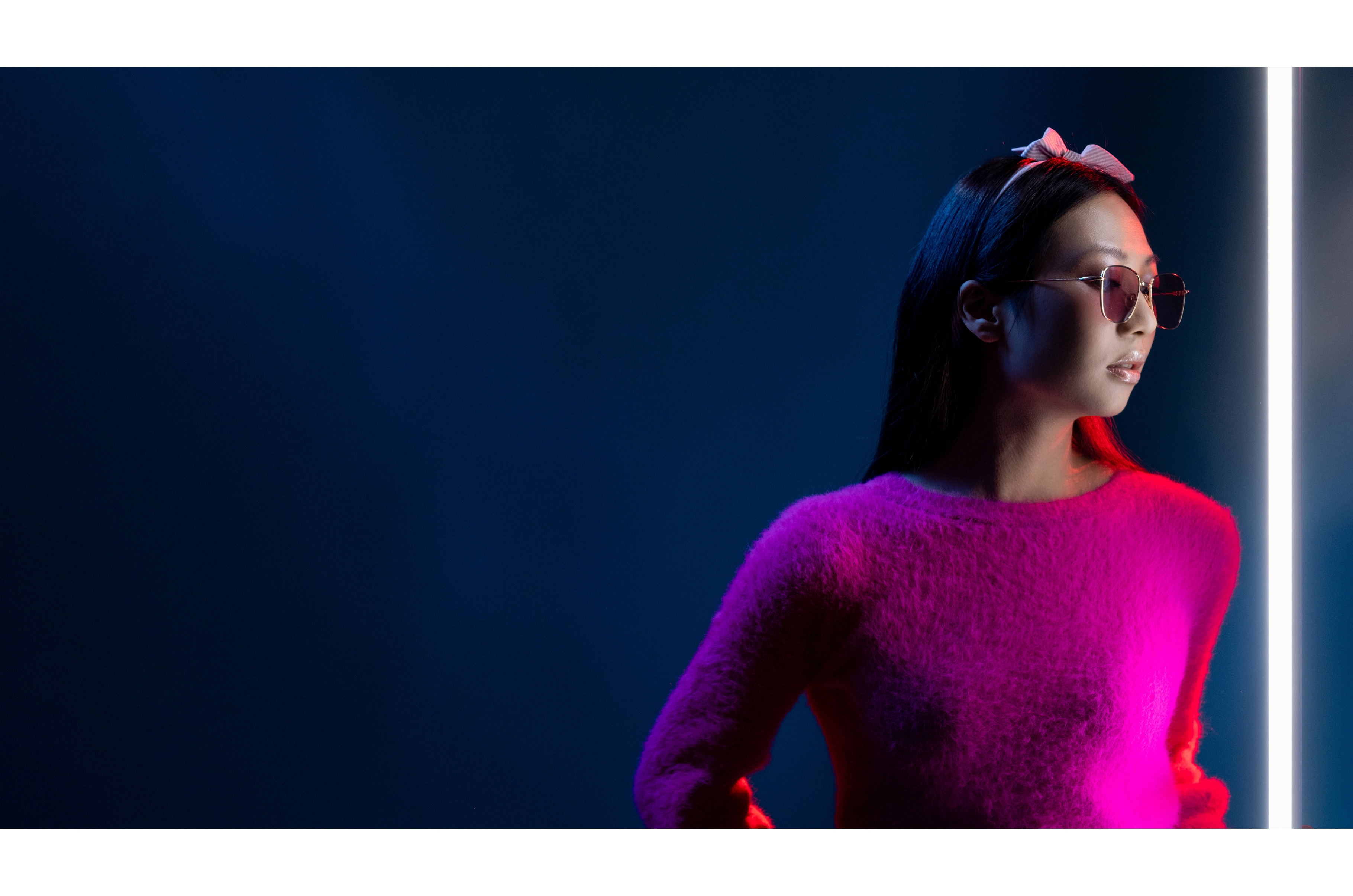 neon light people nightlife banner, a Person Photo by Photo Drive Studio