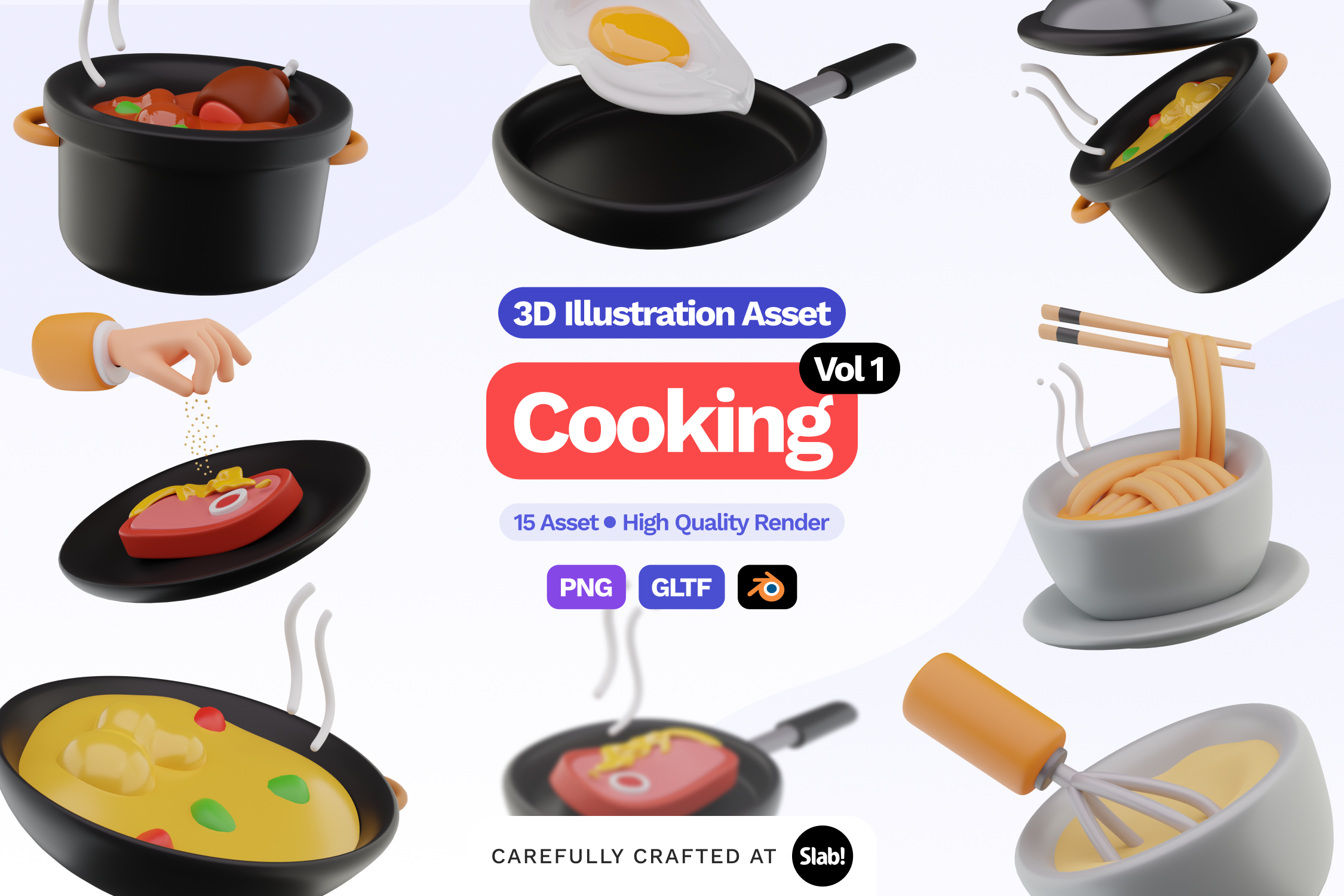 3D Cooking Illustration Vol 1 | 3D Objects ~ Creative Market