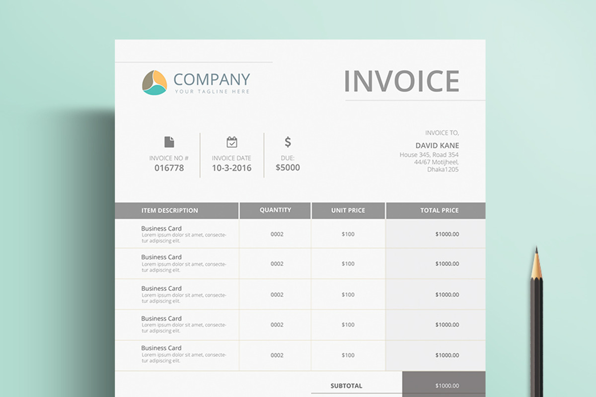 Invoice, a Stationery Template by art_ample