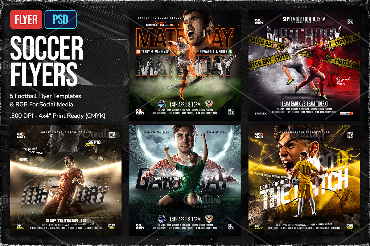 5 Soccer Flyer Template, a Flyer Template by OnurDemircan