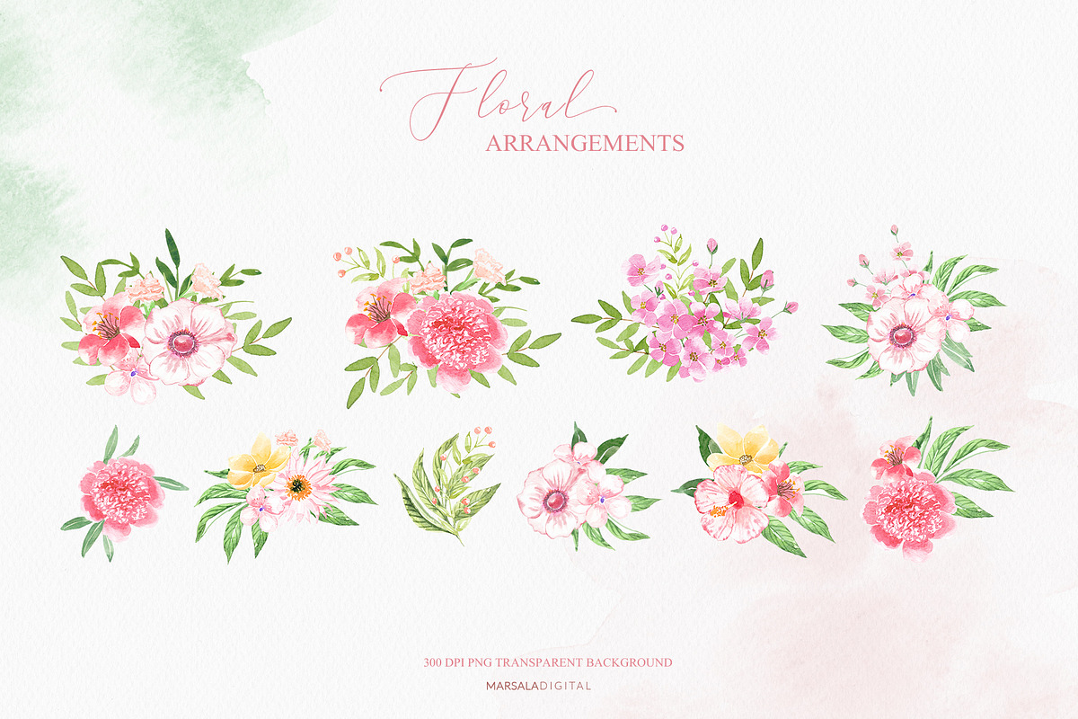 Spring Watercolor Clipart Elements, an Object Graphic by Kaya Fonts