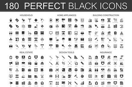 180 Black complex icons, an Outline Icon by Lemberg Vector