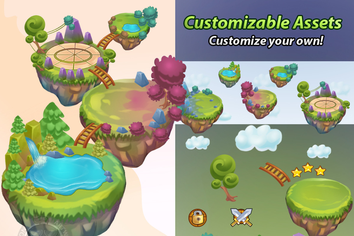 World Game Level Map Assets, an Illustration by DionArtworks | Creative ...