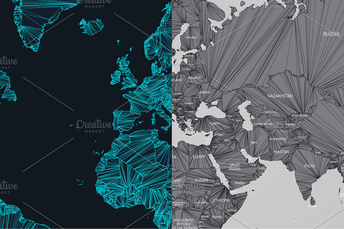 World map wireframe +, a Technology Illustration by MaximGertsen