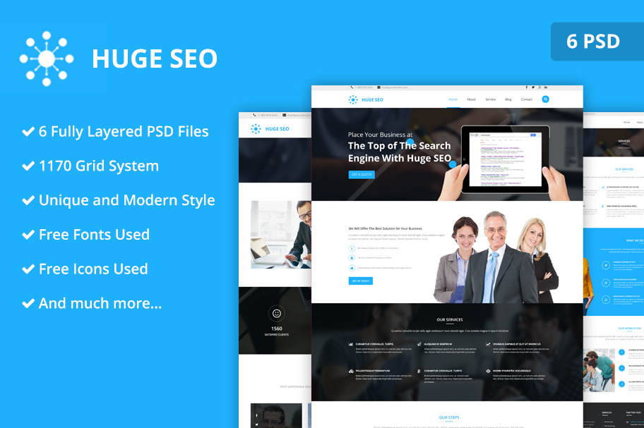 Huge Seo PSD Website Template, a Websites & App Template by WebbyTemplates