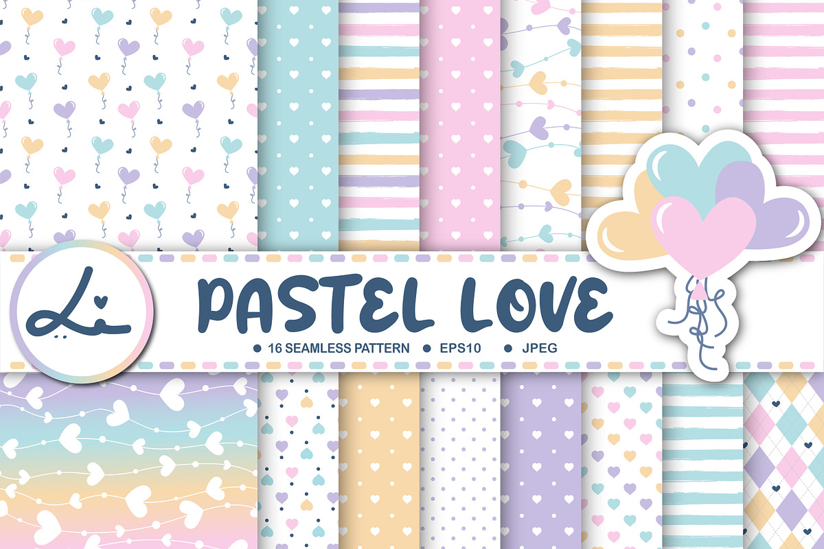 Pastel Love Digital Papers Set