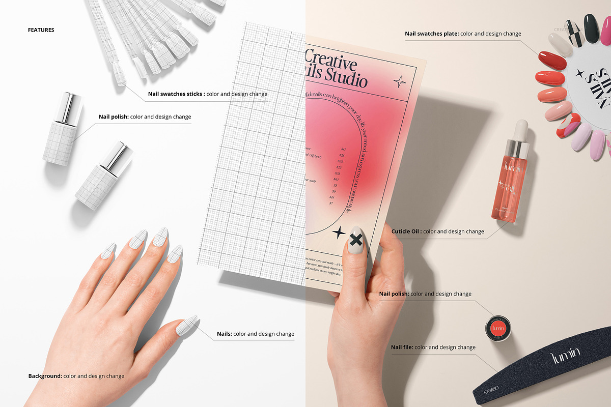 Nails Mockup Set vol.2, a Merchandise Mockup by creatsy5