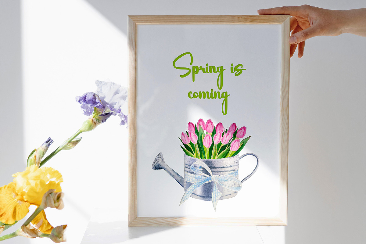 Spring garden watercolor flowers set, a Decorative Illustration by Home ...