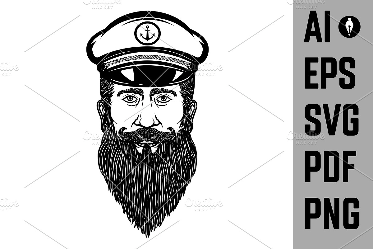 Illustration of the sea captain SVG, a Person Illustration by ...