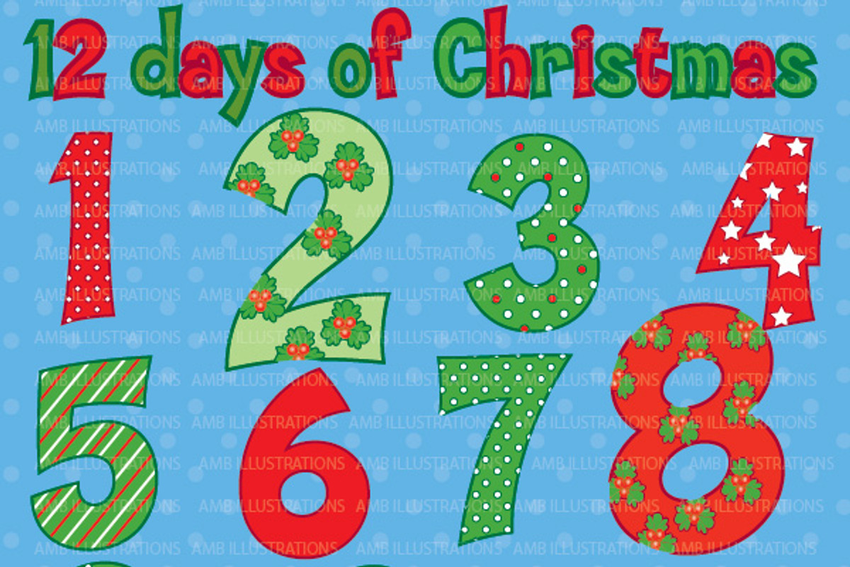 Christmas Numbers Cliparts AMB-354, an Illustration by AMBillustrations