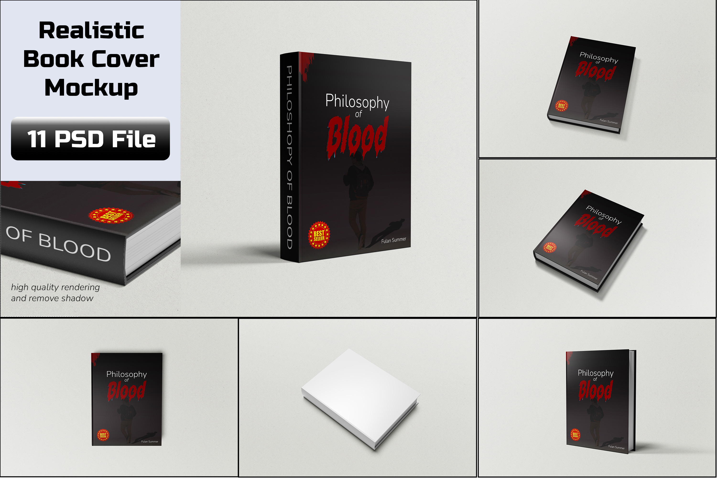 Realistic Book Cover Mockup, a Print Template by rahmatmoscae