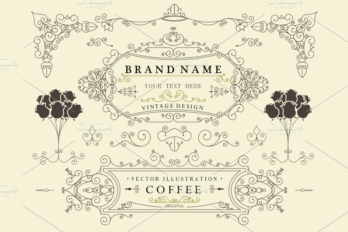 Vintage design, borders, elements, a Decorative Illustration by Yayasya