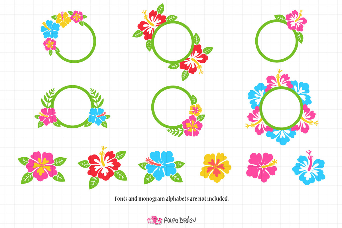 Hibiscus Monogram SVG, an Object Graphic by PolpoDesign