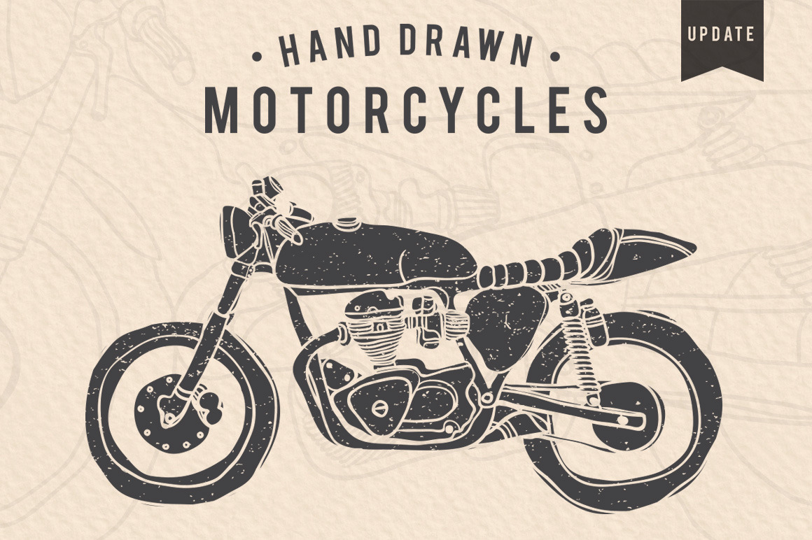 Vintage Hand-drawn Motorcycles, a Texture Illustration by dreamwaves