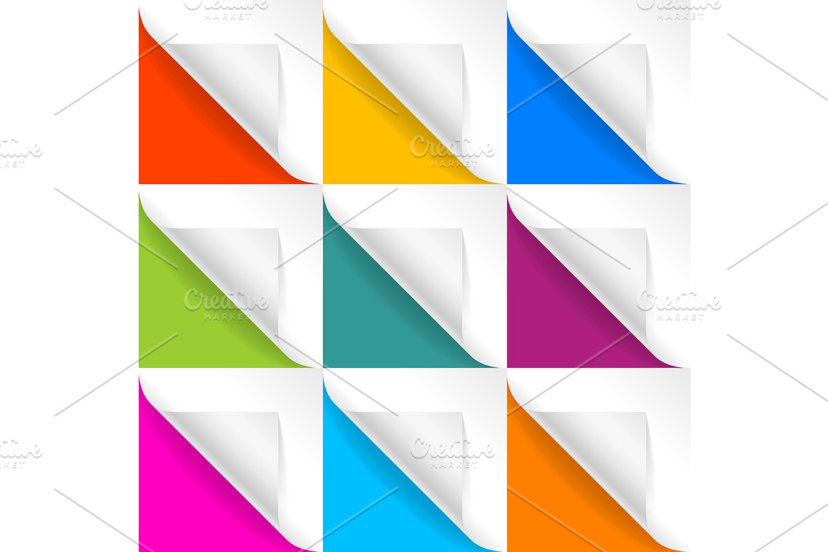 Realistic 3d Curved Corner Set, an Illustration by Vector and Templates