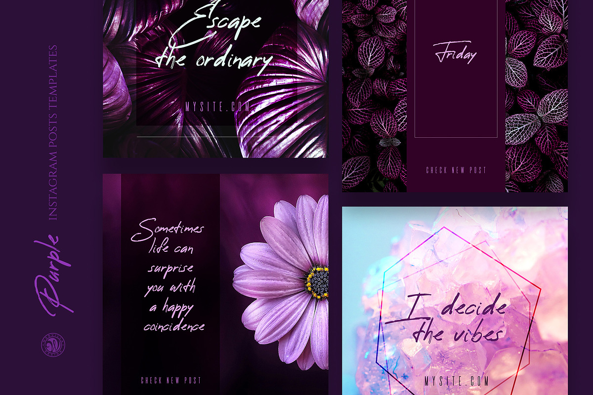 Purple Instagram Posts, a Social Media Template by Webvilla Studio