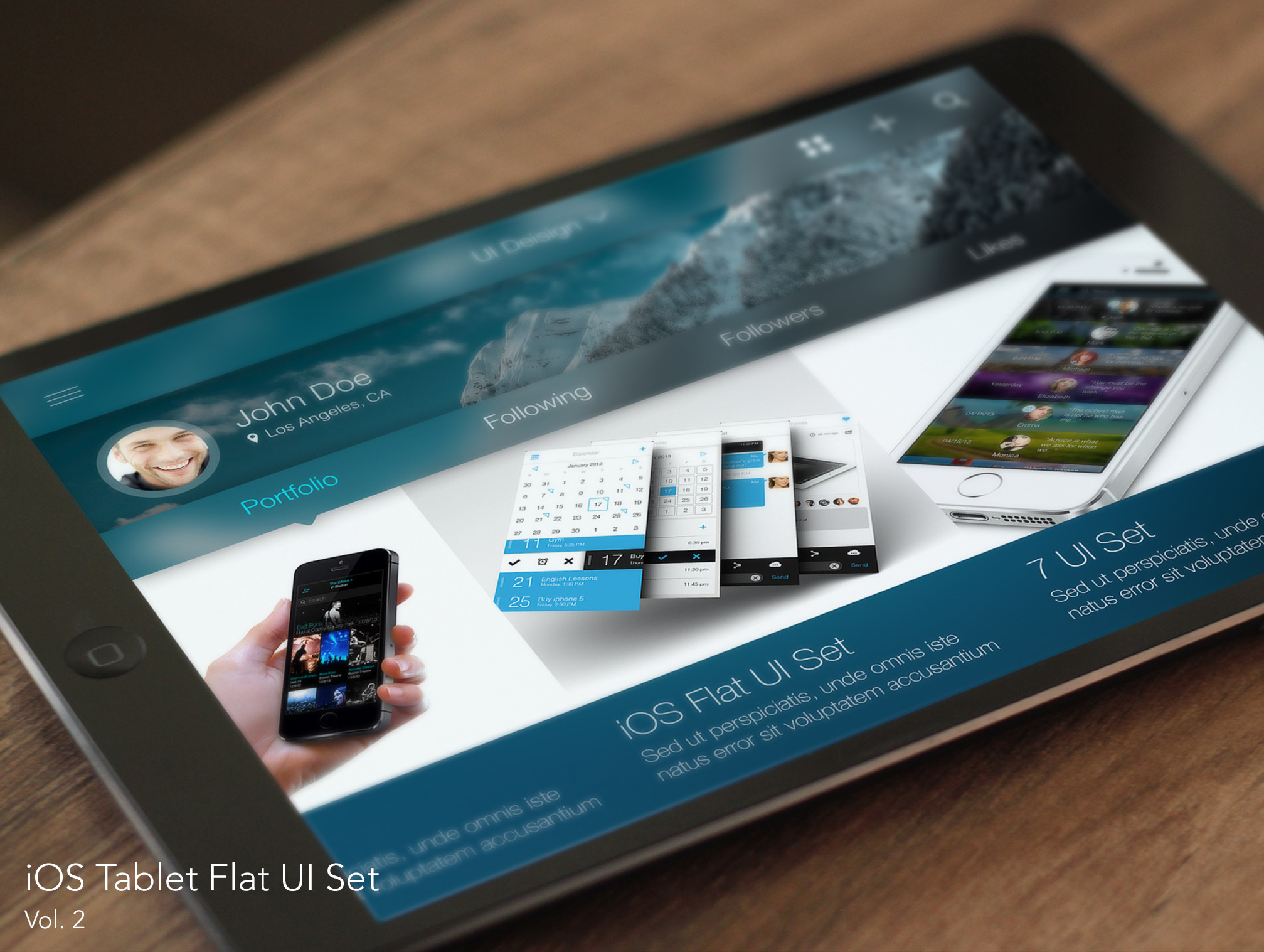 iOS Tablet Flat Pad UI Set Vol. 2, an UI Kit Template by Yuriy Kondratkov