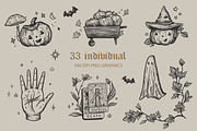 Spooky Halloween Black Line Graphics, an Illustration by Firefly Atelier