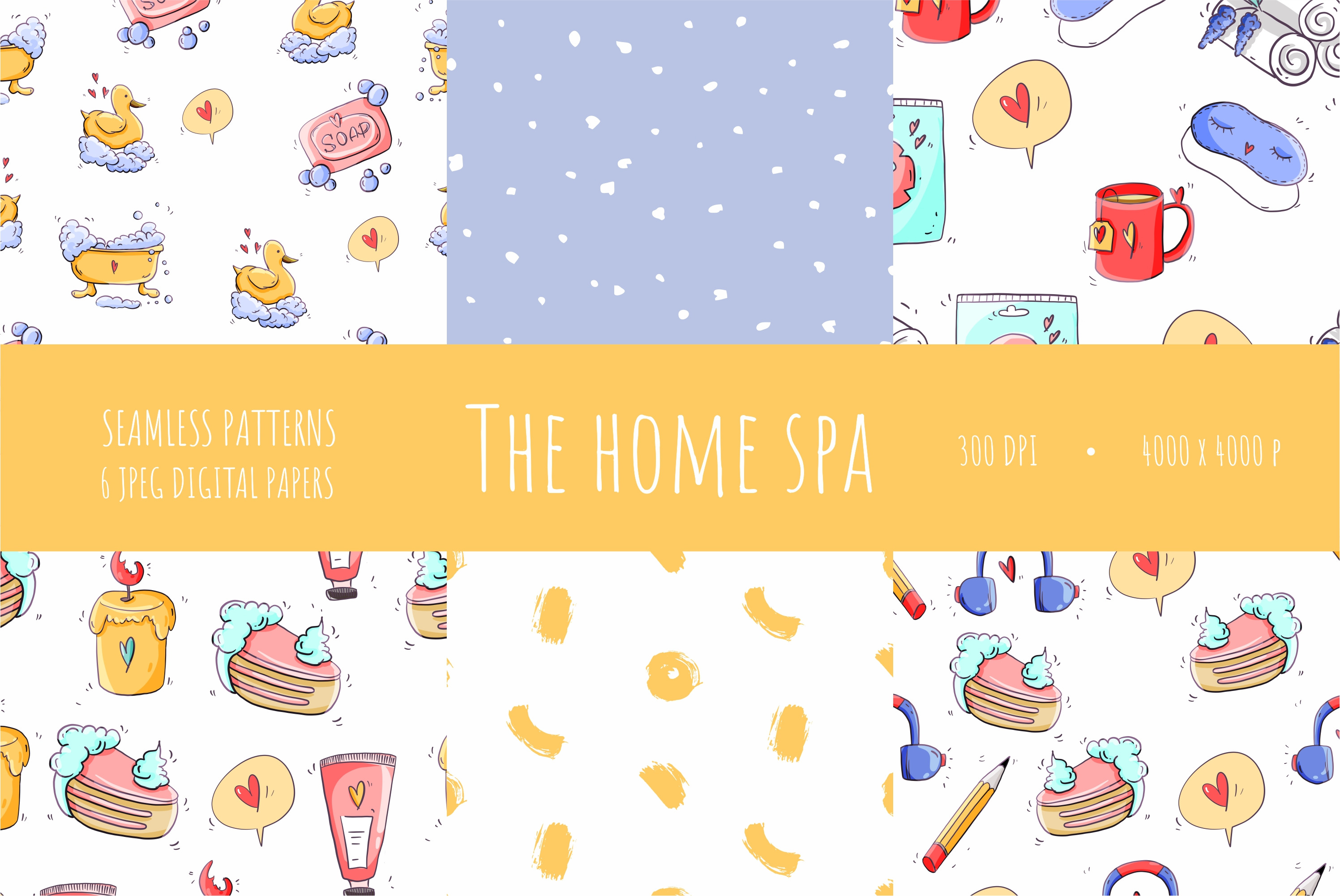 Spa Digital Paper Self care Pattern, a Pattern Graphic by uea-design