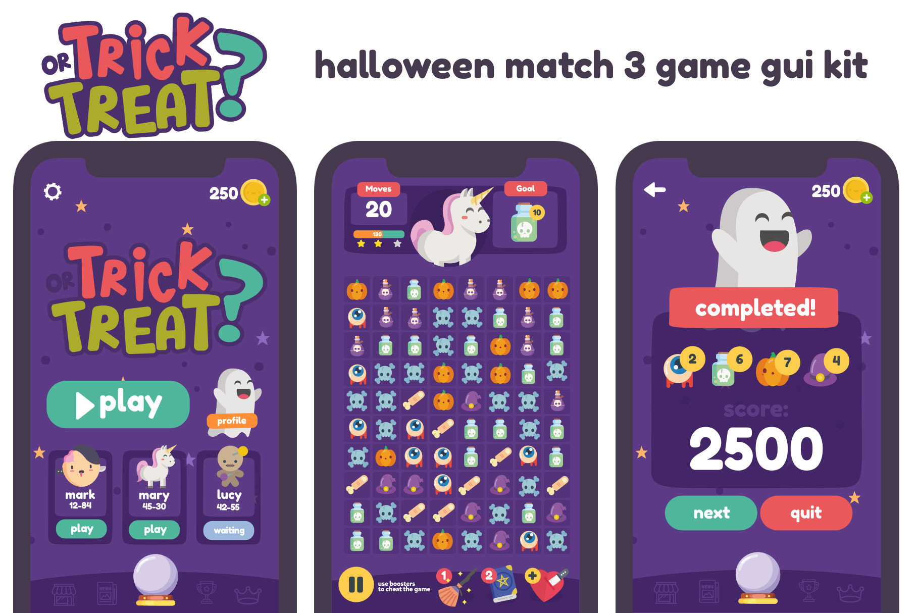 Halloween Match 3 Game Gui Assets, an Illustration by DeLaGranSiete