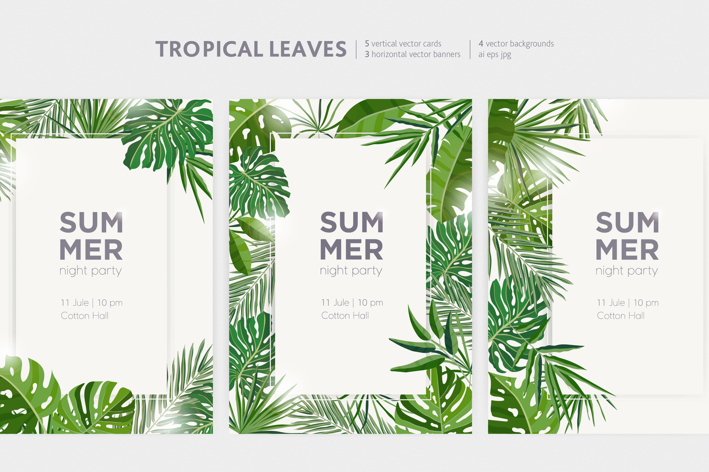 Tropical leaves - banners, backdrops, a Decorative Illustration by Good ...