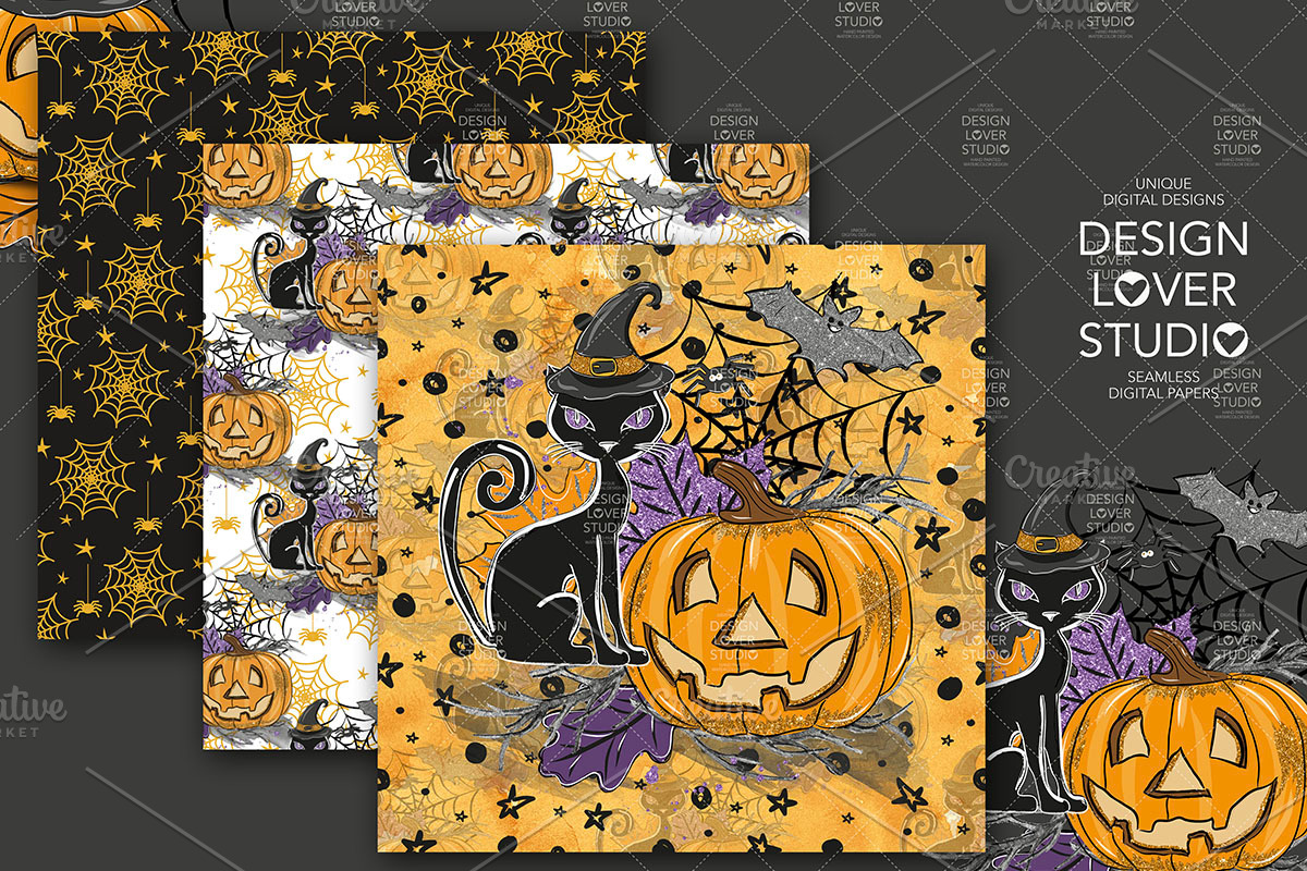 Happy Halloween digital paper pack, a Pattern Graphic by designloverstudio