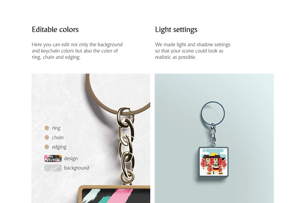 Square Keychain Mockup, a Merchandise Mockup by rebrandy