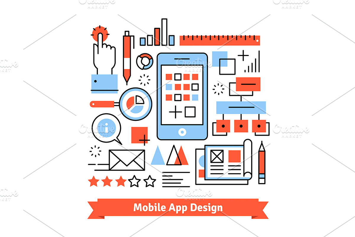 Mobile app development process, an Object Illustration by Iconicbestiary