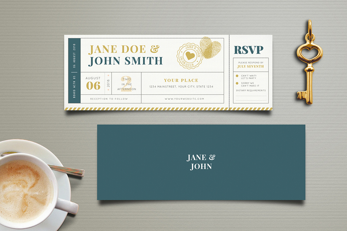 Wedding Invitation Ticket, an Invitation Template by Vynetta