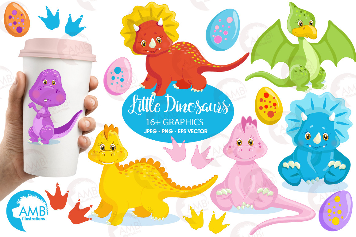 Dinosaur Baby Clipart AMB-1203, an Illustration by AMBillustrations