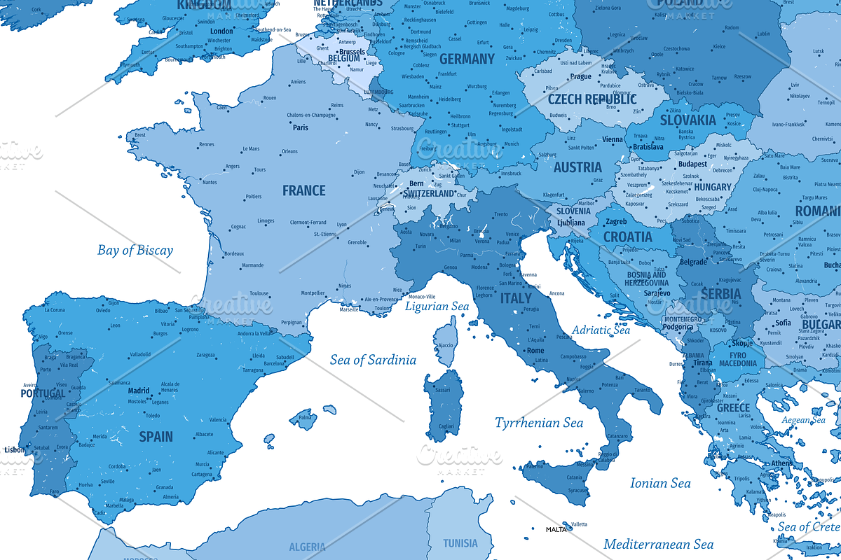 High Detailed Political Europe Map, an Illustration by ilynx