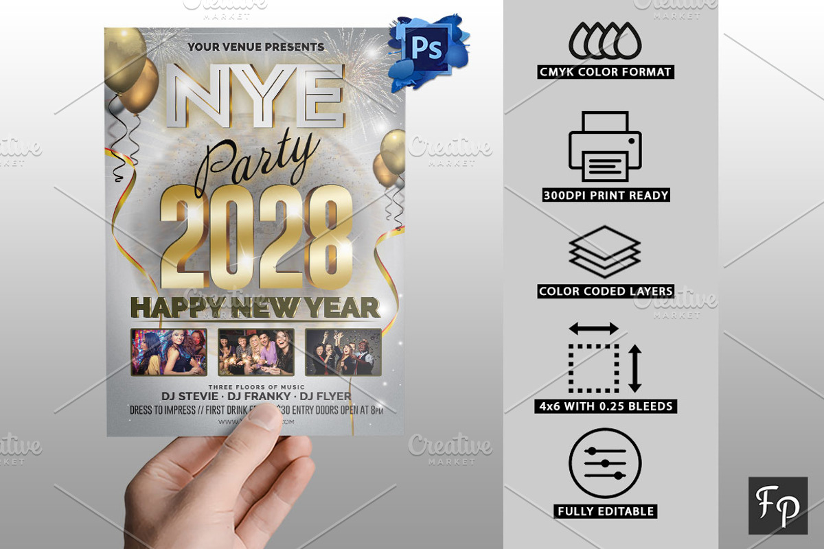NYE Party Flyer Template, a Flyer Template by FlyerPig