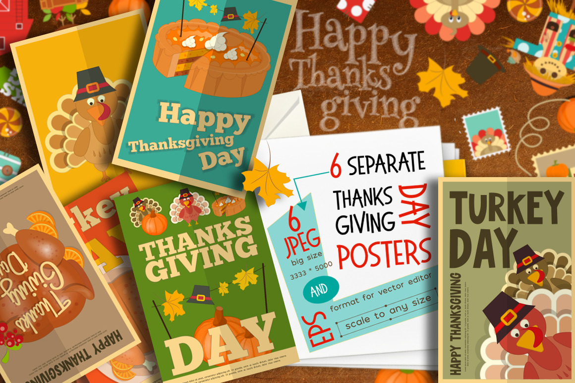 Thanksgiving Posters Set, an Animal Illustration by ELFIVETROV DESIGN