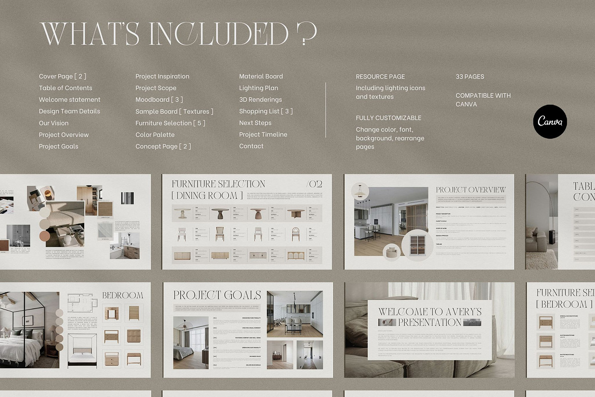 Interior Design Presentation Canva Template | Amare Creative