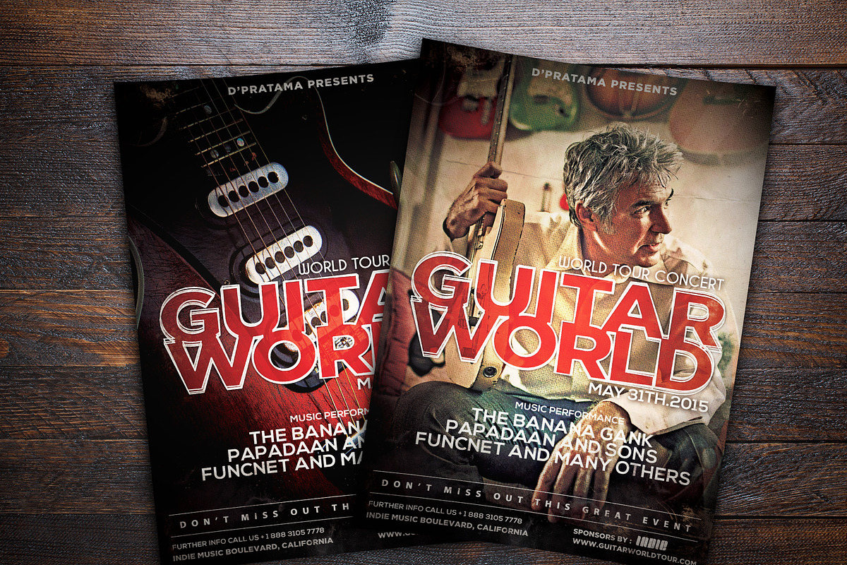 Guitar World Concert Flyer, a Flyer Template by Design Addict