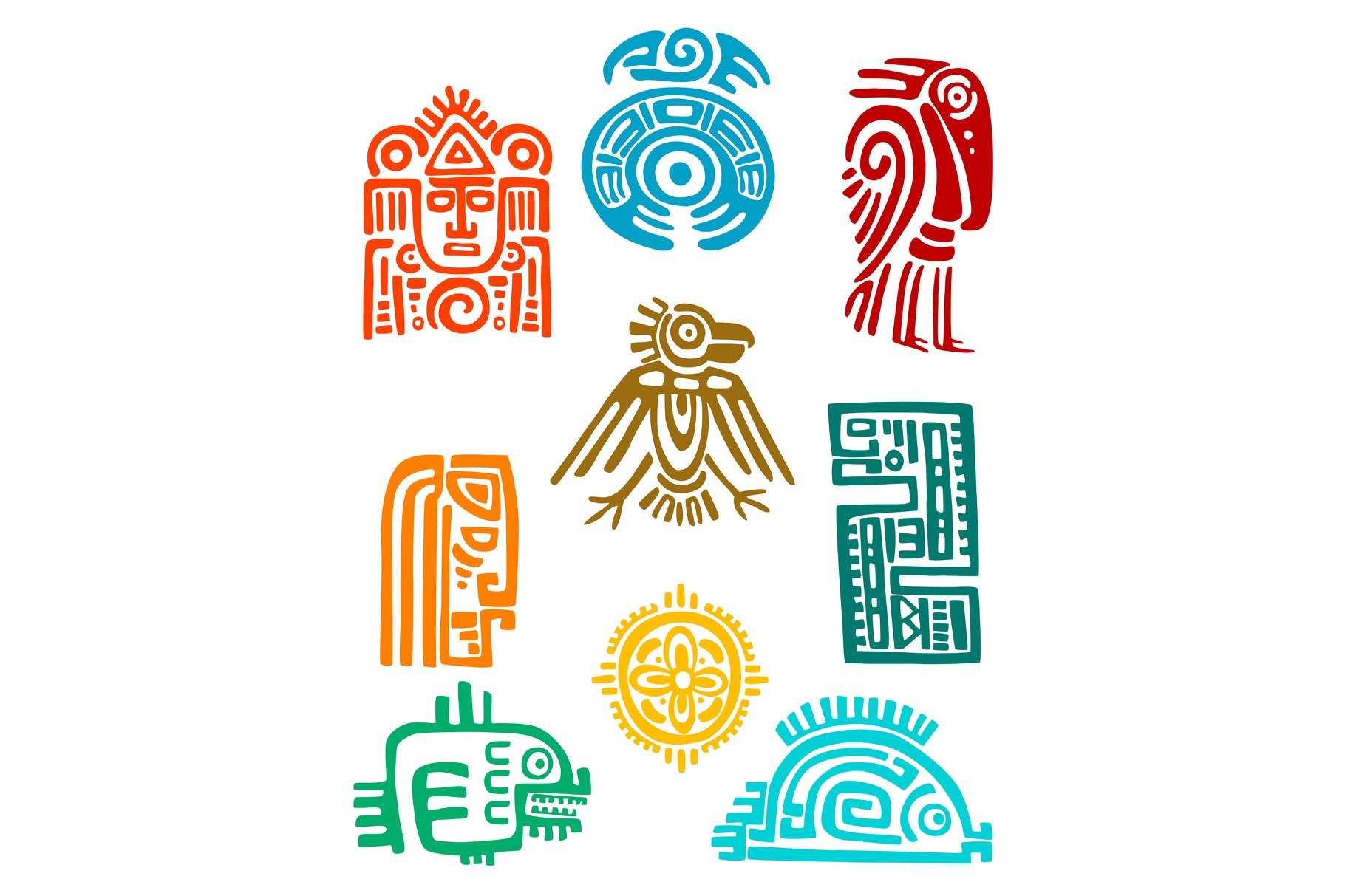 Ancient maya elements and symbols, an Illustration by Buch&Bee ...