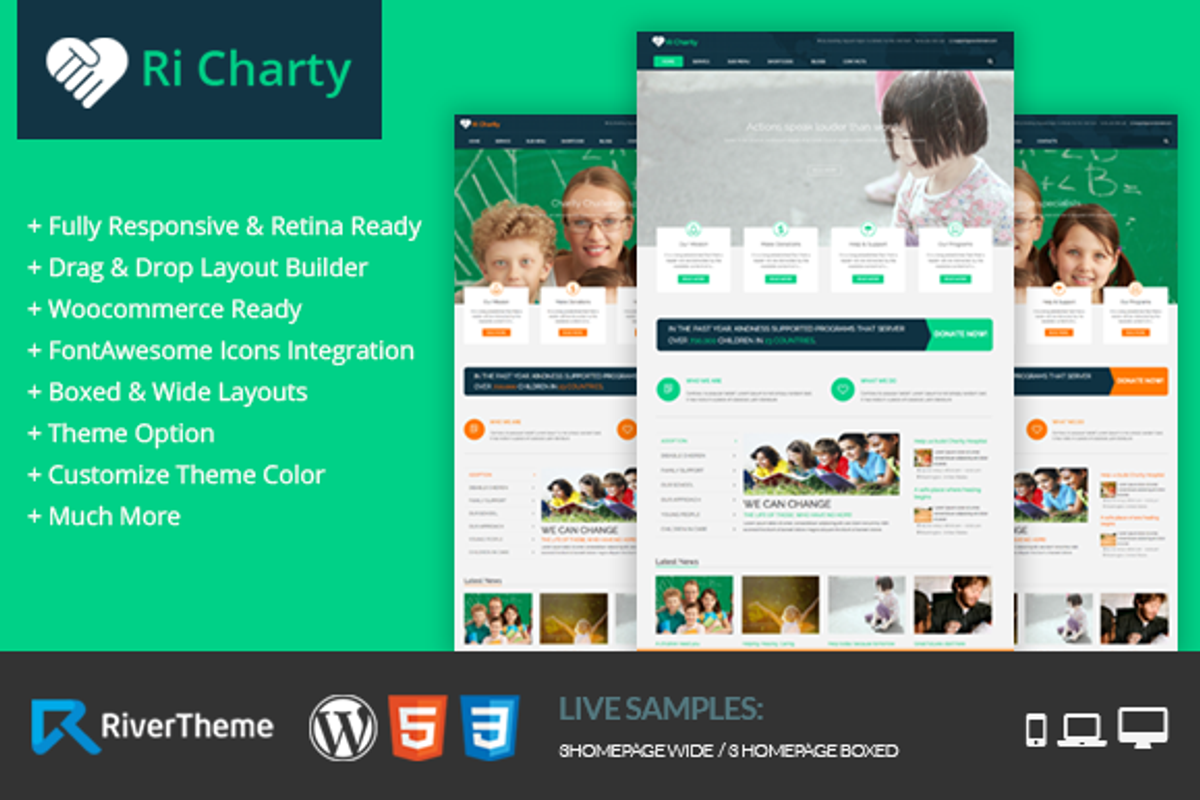 Ri Charity Fully Responsive Theme, a WordPress Template by zootemplate