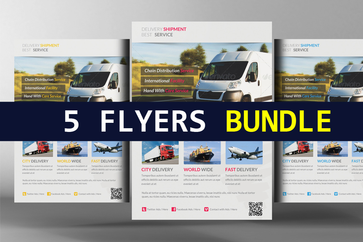 5 Delivery & Shipment Flyers Bundle, a Flyer Template by graphicforest ...